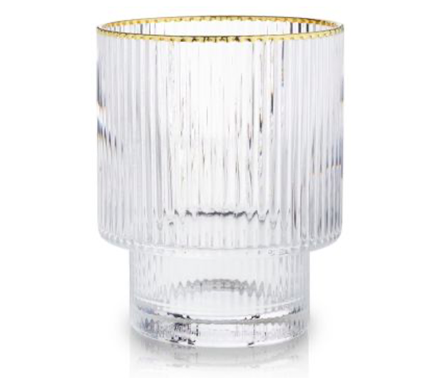 Meridian Rocks Glass, Gold Rim, 12oz | Collins & Coupe