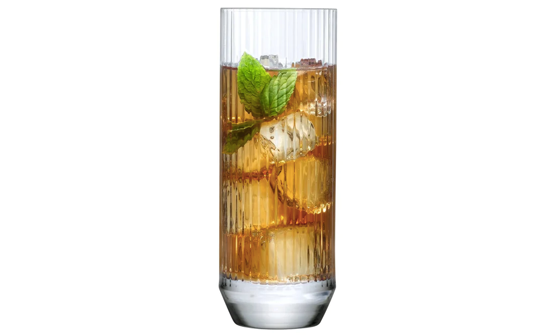 Ribbed Collins Glass, Nude, 14.5oz | Collins & Coupe