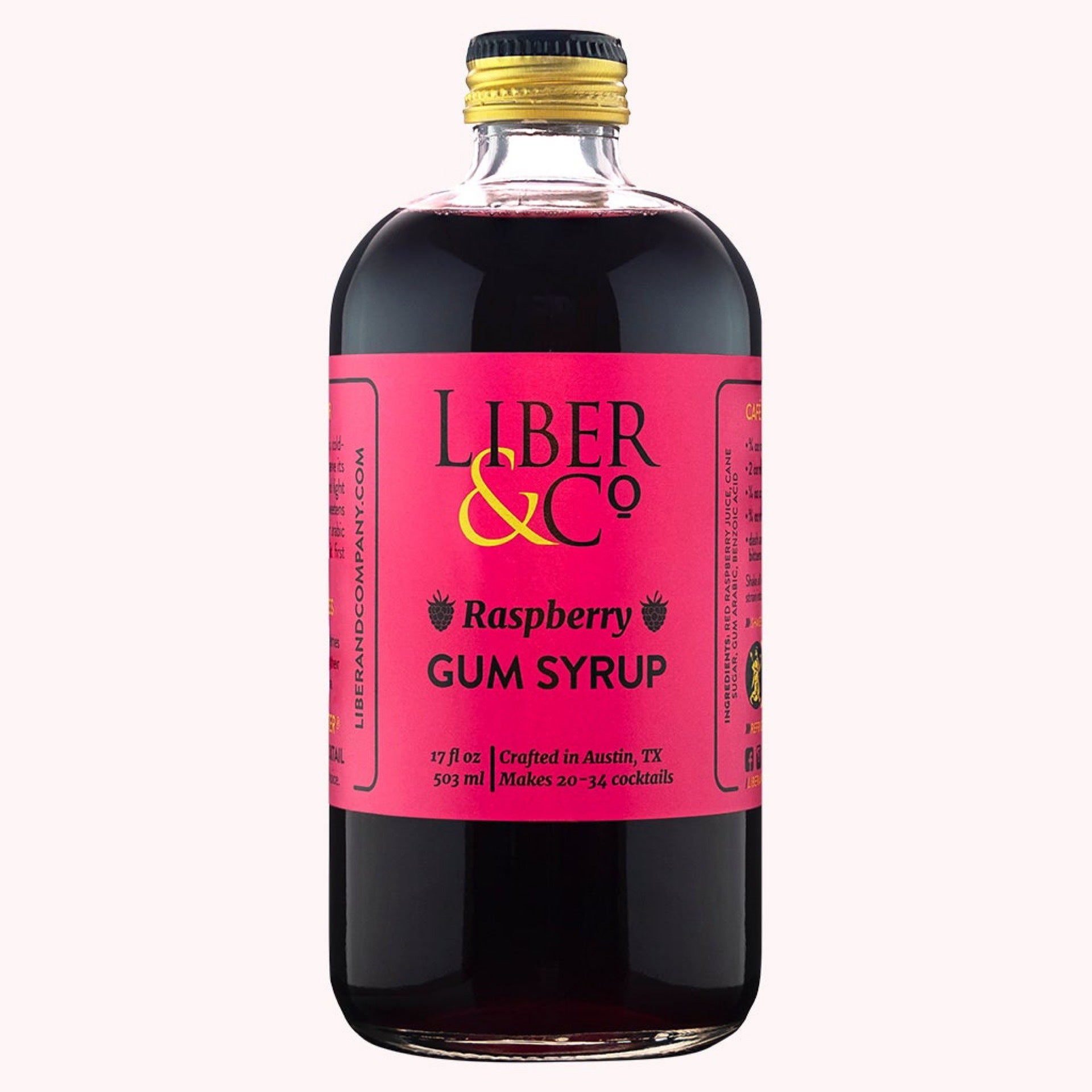 Liber & Co Raspberry Gum Syrup, 9.5oz | Collins & Coupe